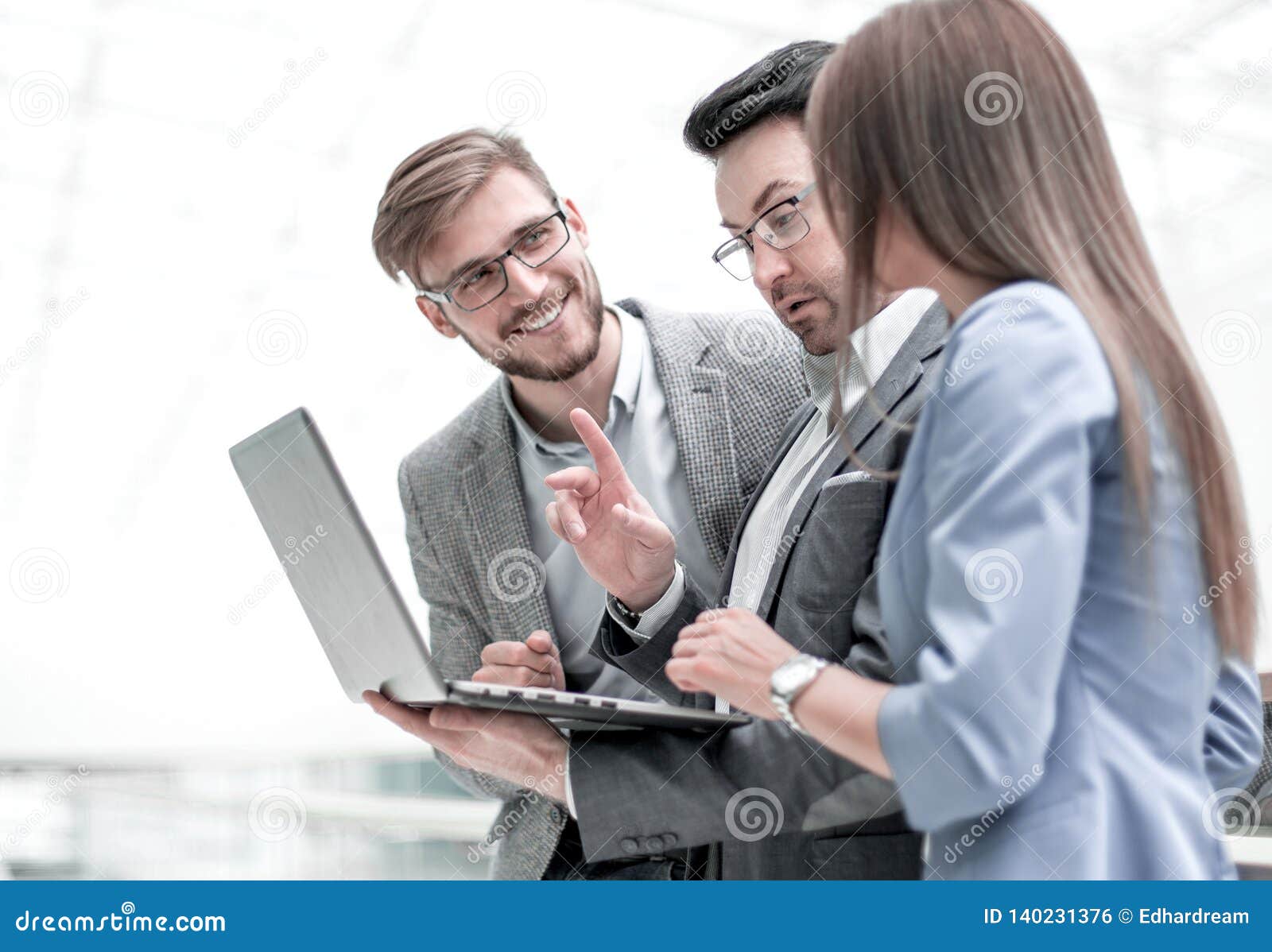Close Up. Employees Discussing Working Issues Stock Photo - Image of ...