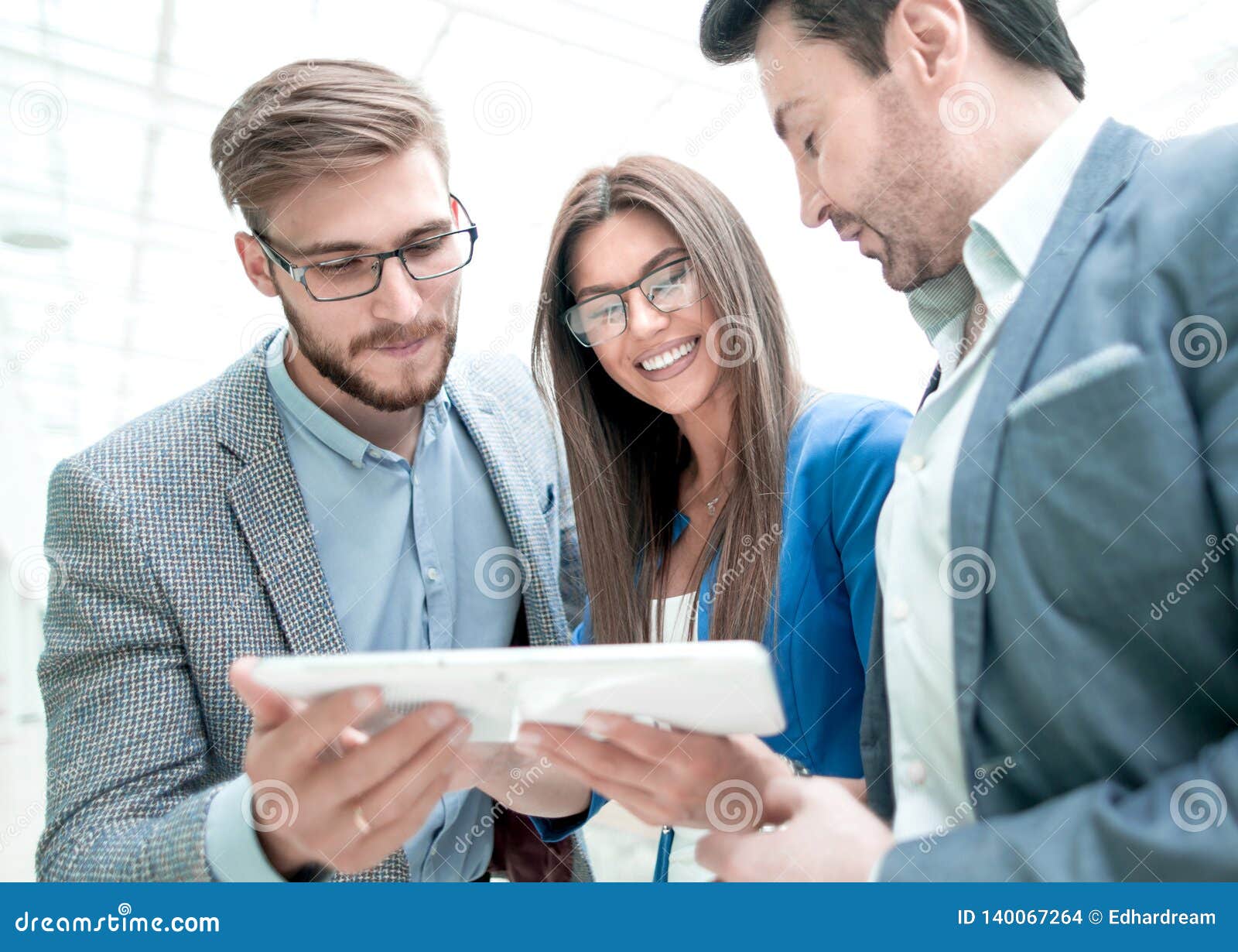 Close Up.employees Using a Digital Tablet Stock Photo - Image of news ...