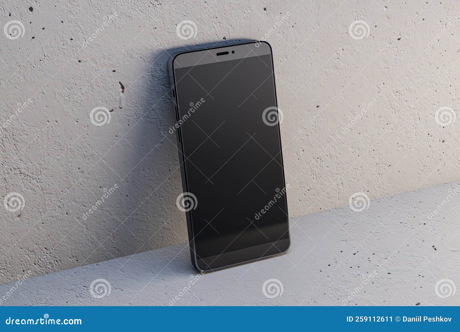 Close Up of Empty Black Mock Up Smart Phone on Light Wall Background ...