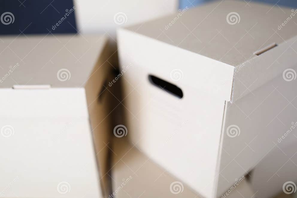 Empty Cardboard Boxes with Covers Container for Storage Things Stock ...