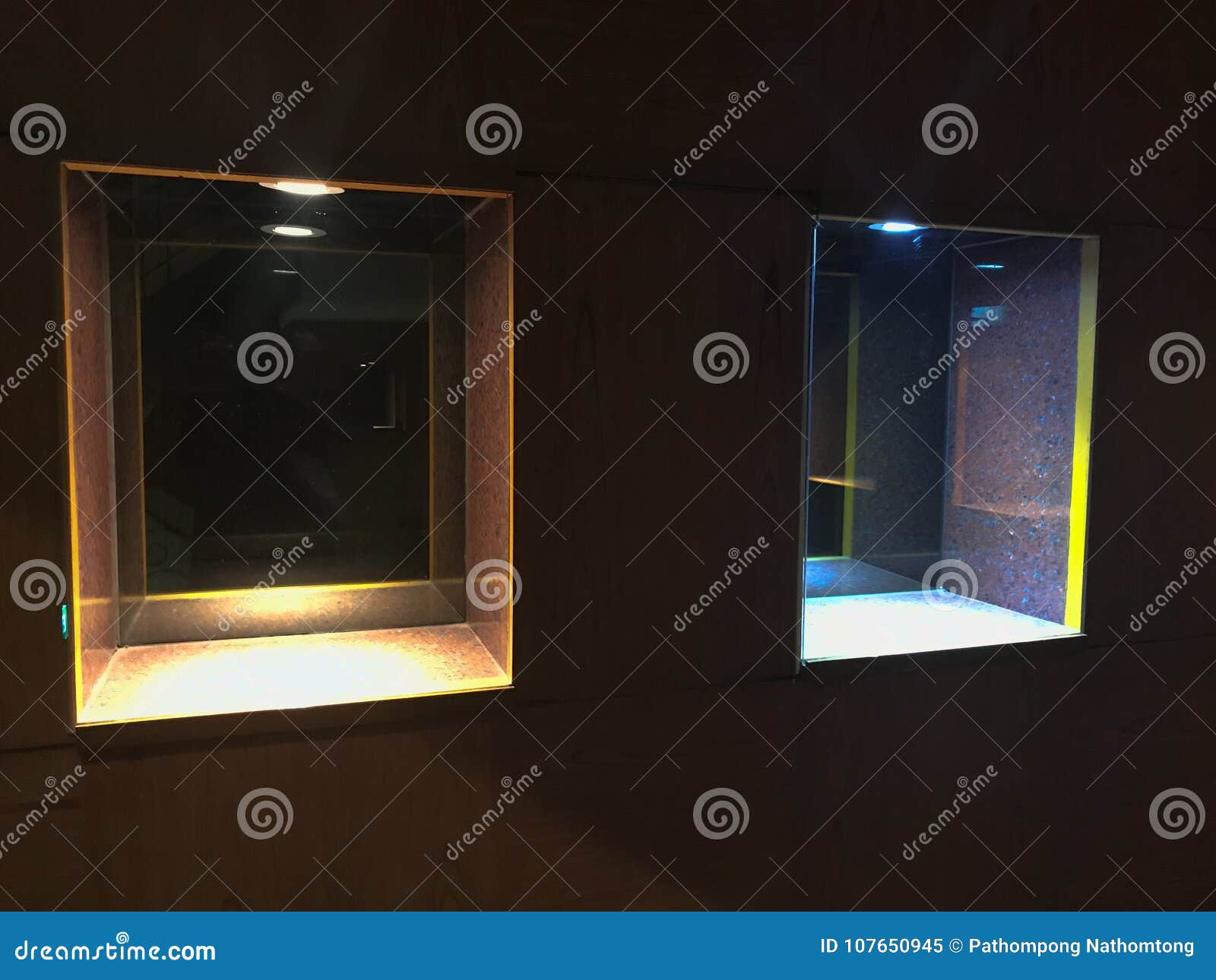 Close Up of Empty Glass Showcase Display Stock Image - Image of market ...