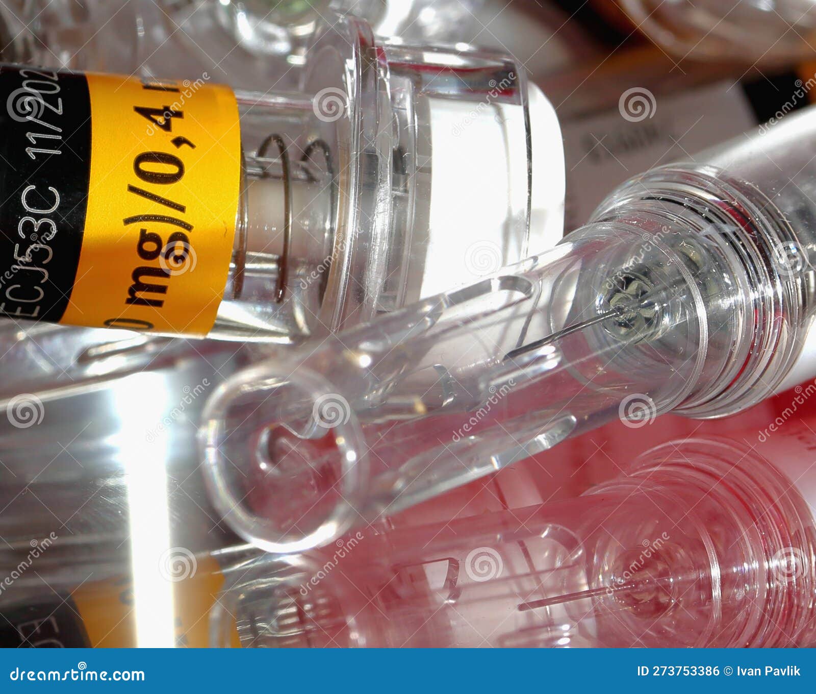 Close Up Empty Glass Syringe with Re-use Prevention Feature - Covered ...