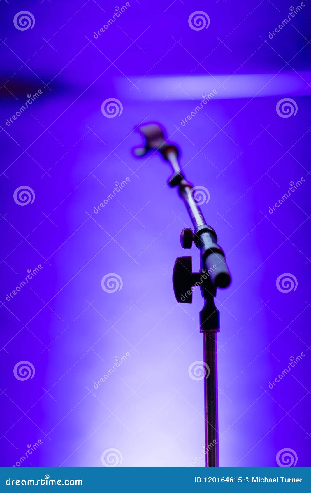 Empty Microphone Stand on a Stage Stock Image - Image of blue, media ...