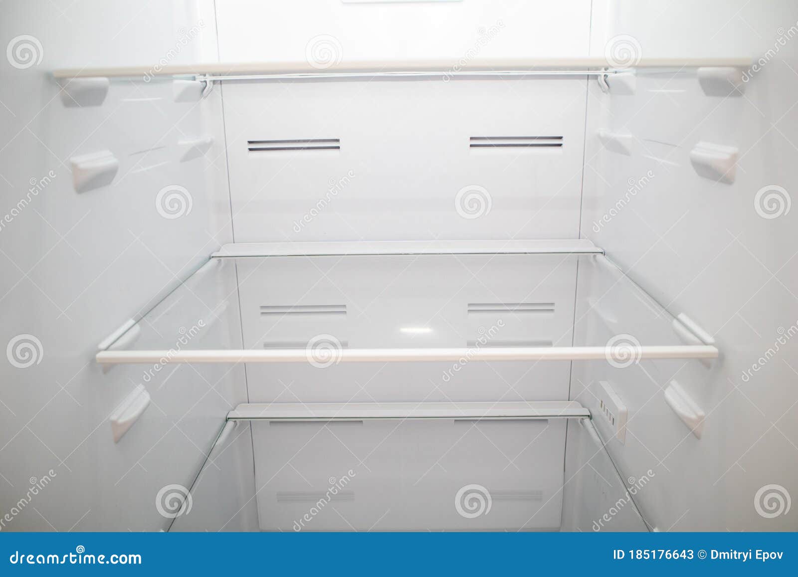 Close-up of Empty Refrigerator Inside. Empty Fridge Shelves Stock Image ...