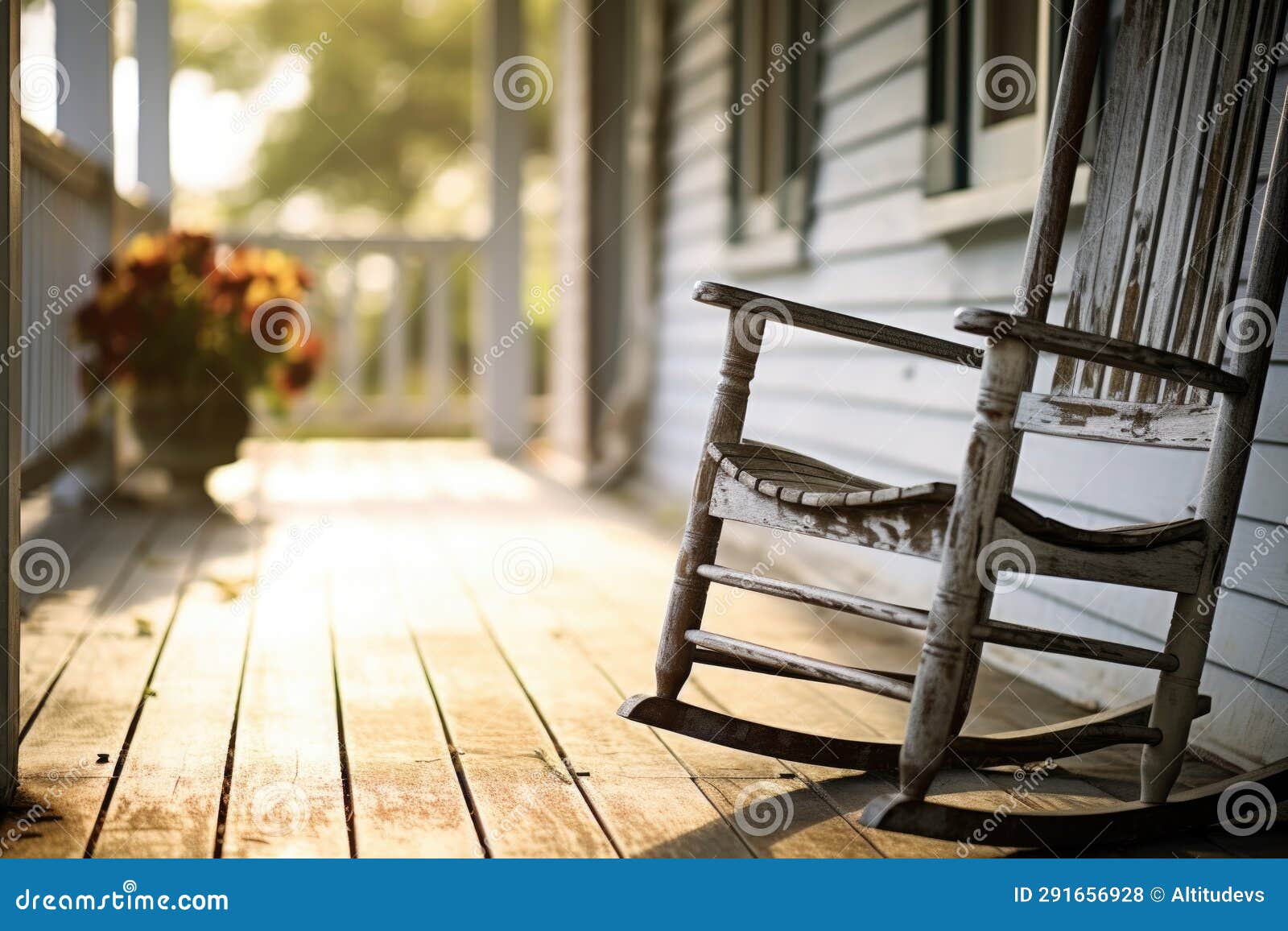 Close-up of Empty Rocking Chair on a Porch Stock Photo - Image of empty ...