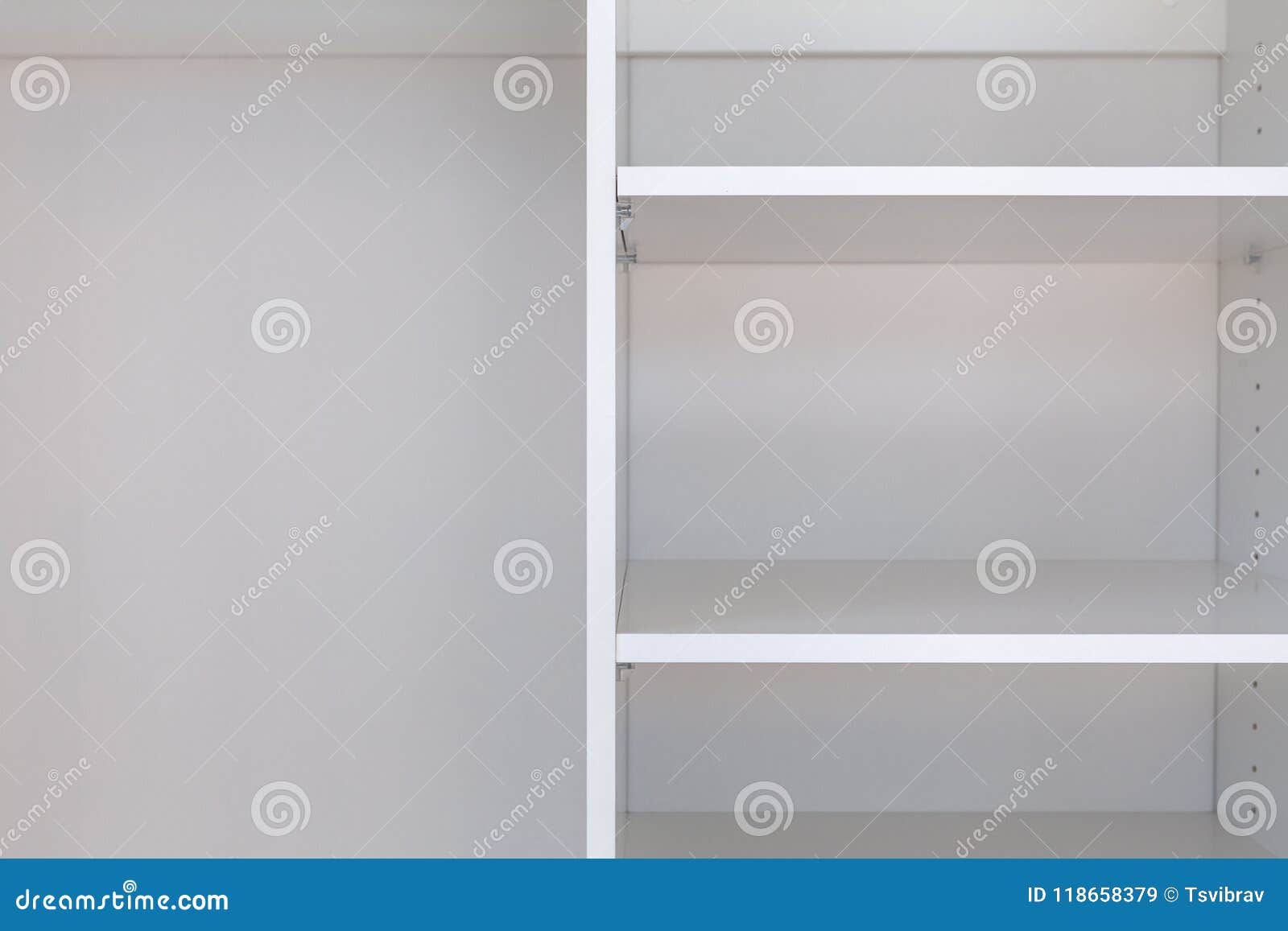 Empty Shelves in White Cupboard. Stock Image - Image of wardrobe, white ...