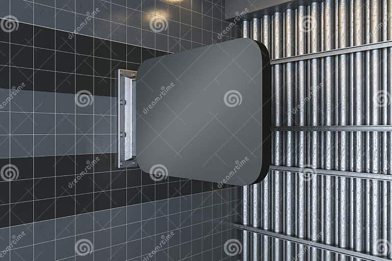 Close Up of Empty Square Black Underground Stopper on Tile Wall ...