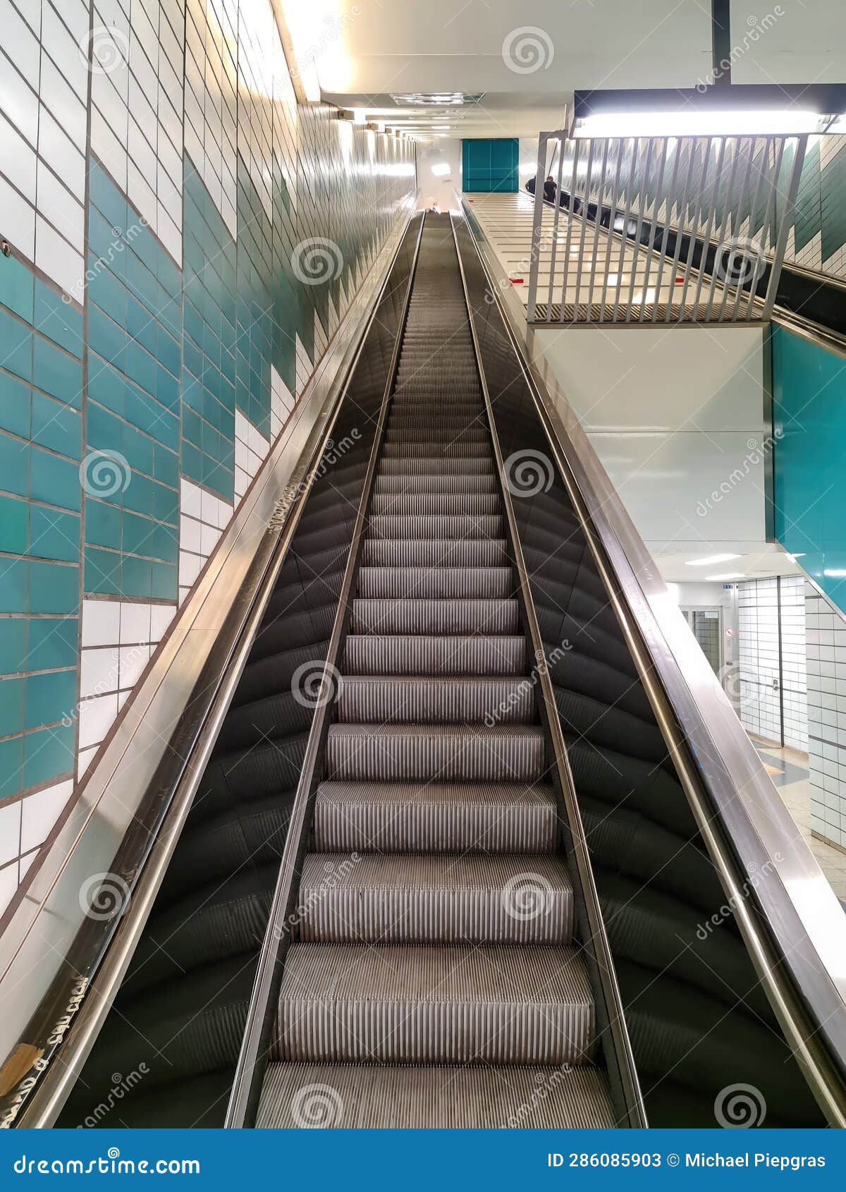Close Up of Empty Steps of an Escalator in a Perspective View Stock ...