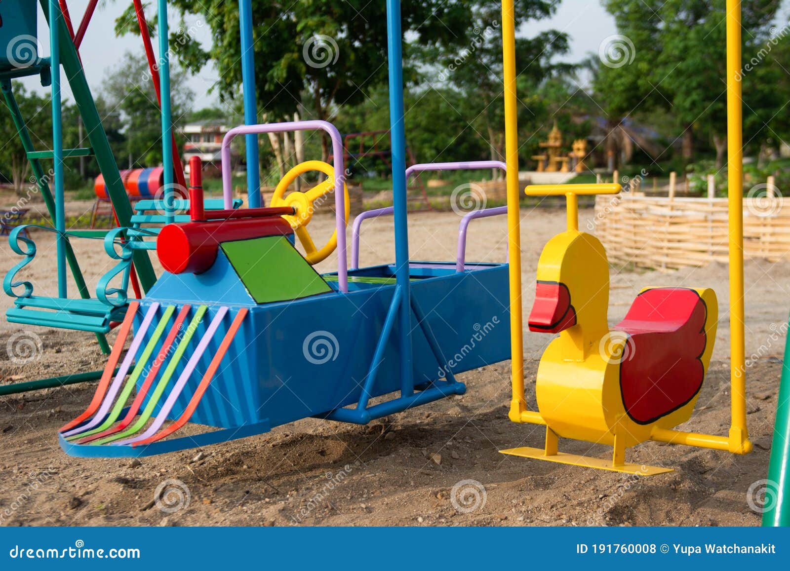 Empty Swing Set Playground for Children at Park Stock Photo - Image of ...