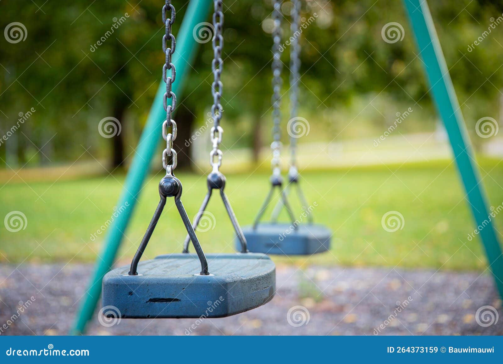 Close Up of Empty Swing Set in Public Park Stock Image - Image of ...