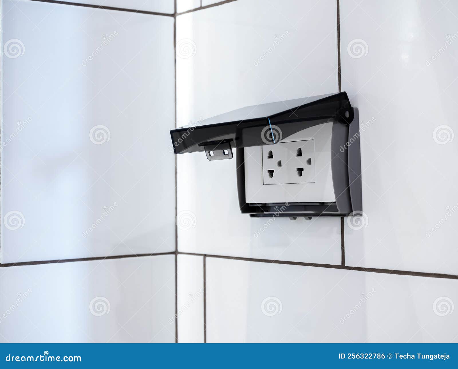 Close-up Empty White Electrical Plug Socket Plate Panel with ...