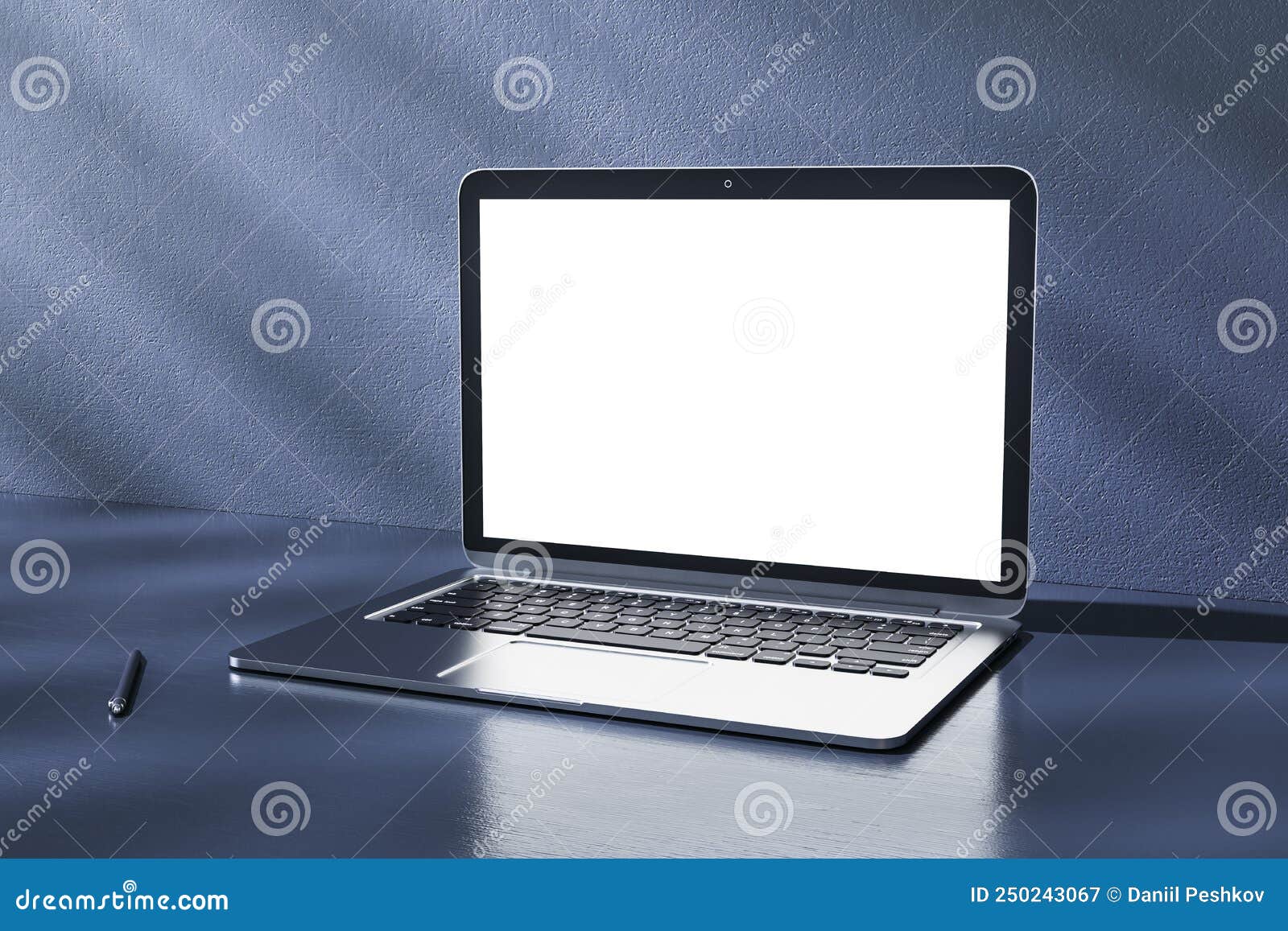 Laptop Frame Less Blank Screen. Realistic Laptop In Different Positions ...