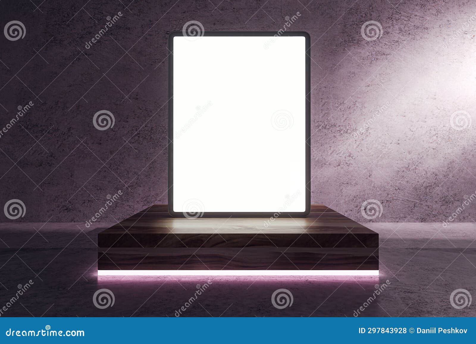 Close Up of Empty Pad on Pedestal on Concrete Background with Light ...