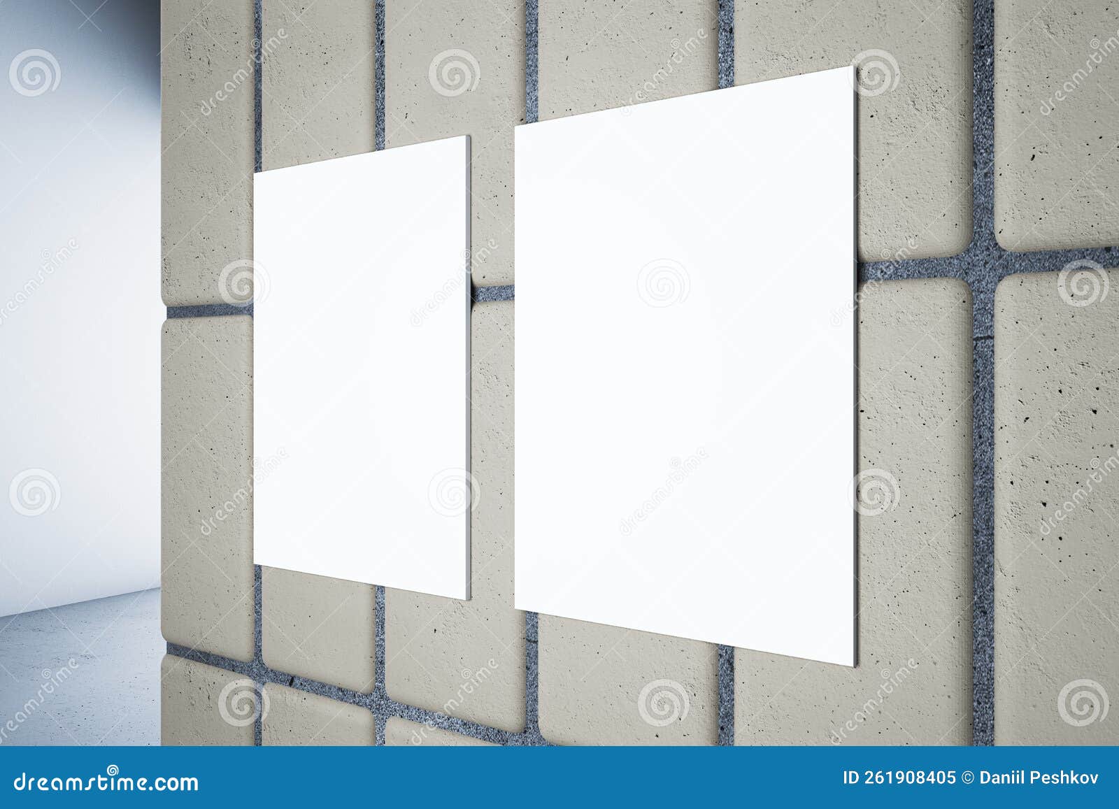Close Up of Empty White Underground Frame on Concrete Tile Wall on ...
