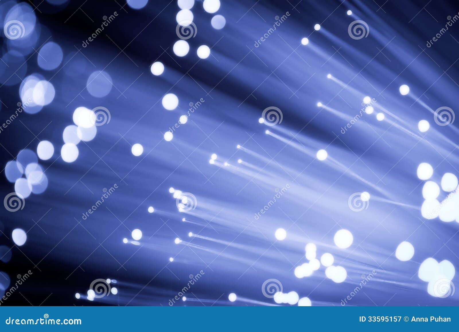 Close Up on the Ends of a Selection of Illuminated Blue Fiber Op Stock ...