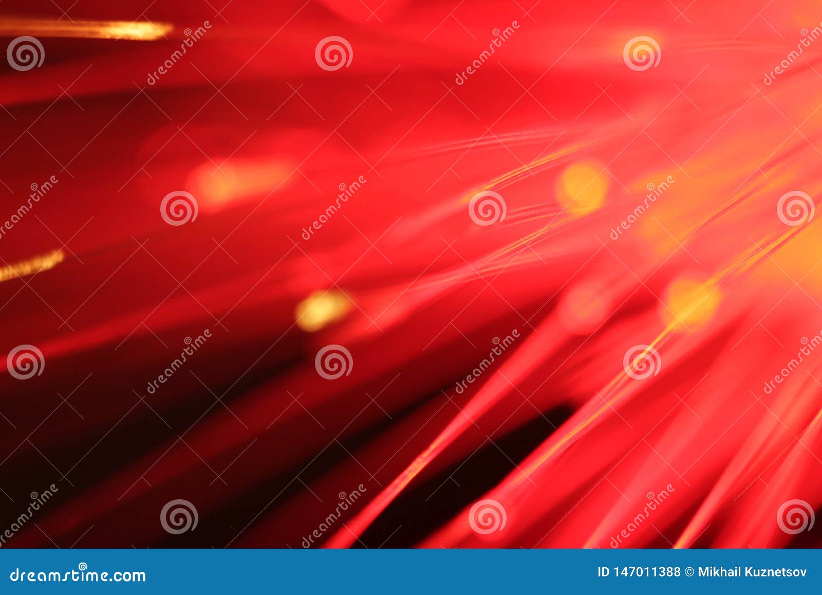 Close Up on the Ends of a Selection of Illuminated Red Fiber Optic ...