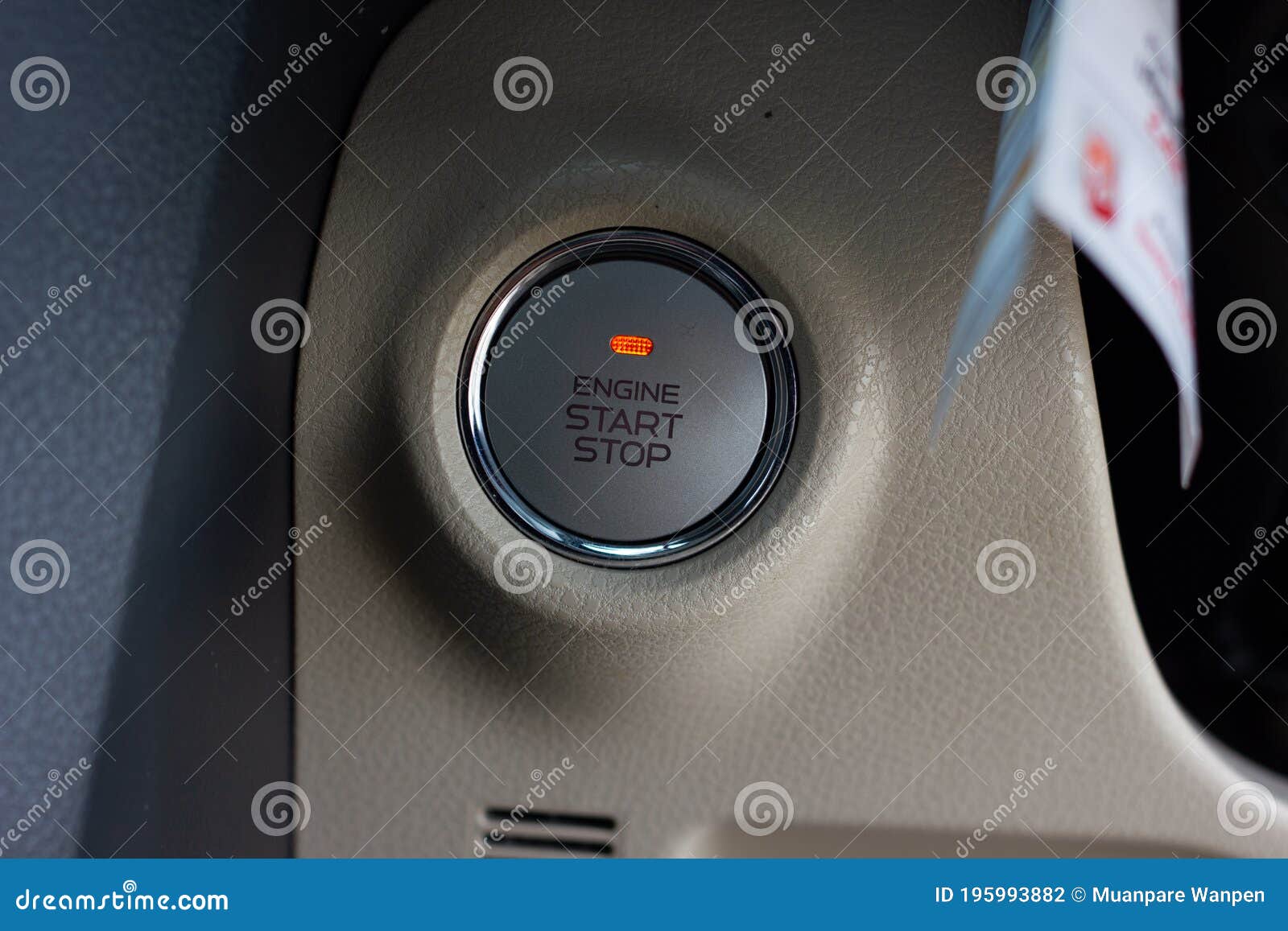 Close Up Engine Car Start Button. Start Stop Engine Modern New Car ...