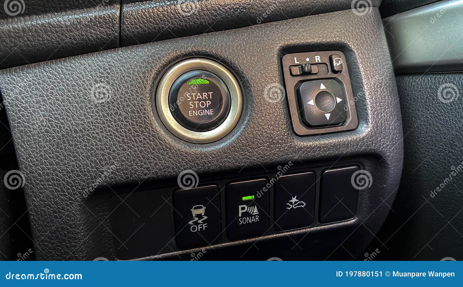 Close Up Engine Car Start Button. Start Stop Engine Modern New Car ...