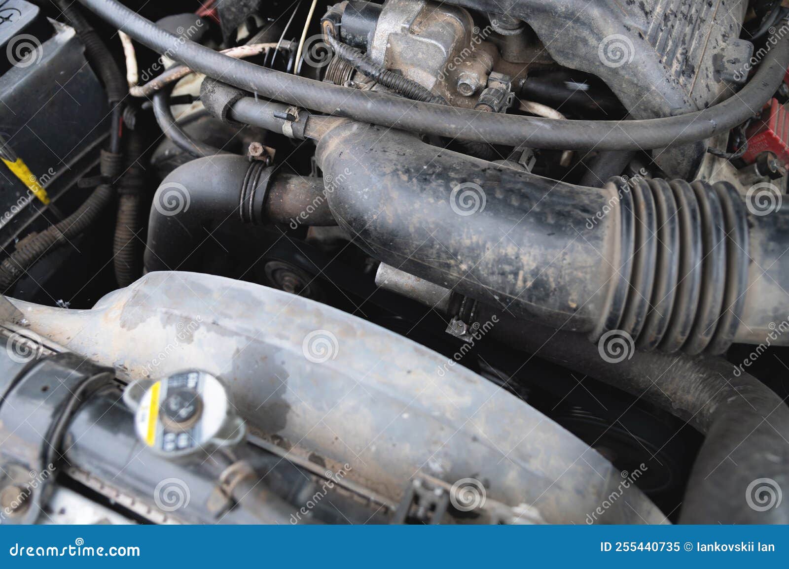 Close-up of the Engine Compartment of an Old Car Stock Image - Image of ...