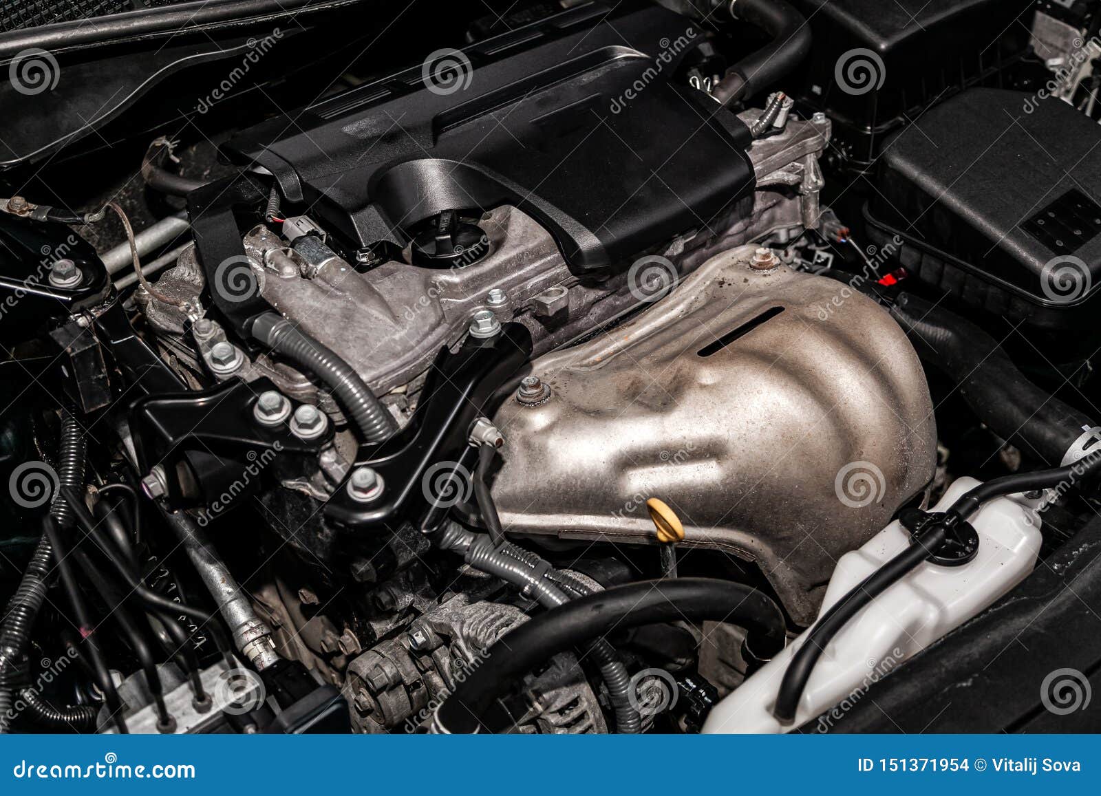 Close-up of the Engine, Front View. Internal Combustion Engine, Car ...