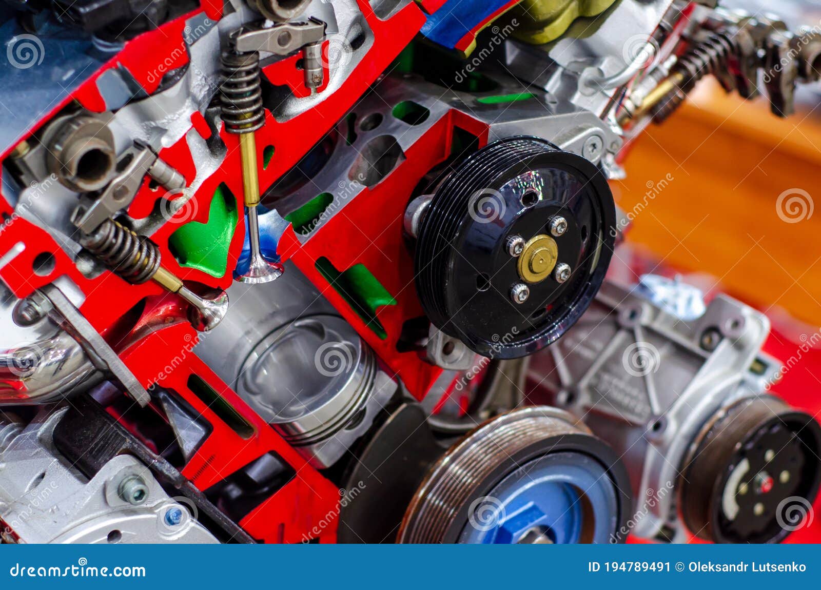 Close-up of Engine Piston and Cylinder Cross Section Stock Image ...