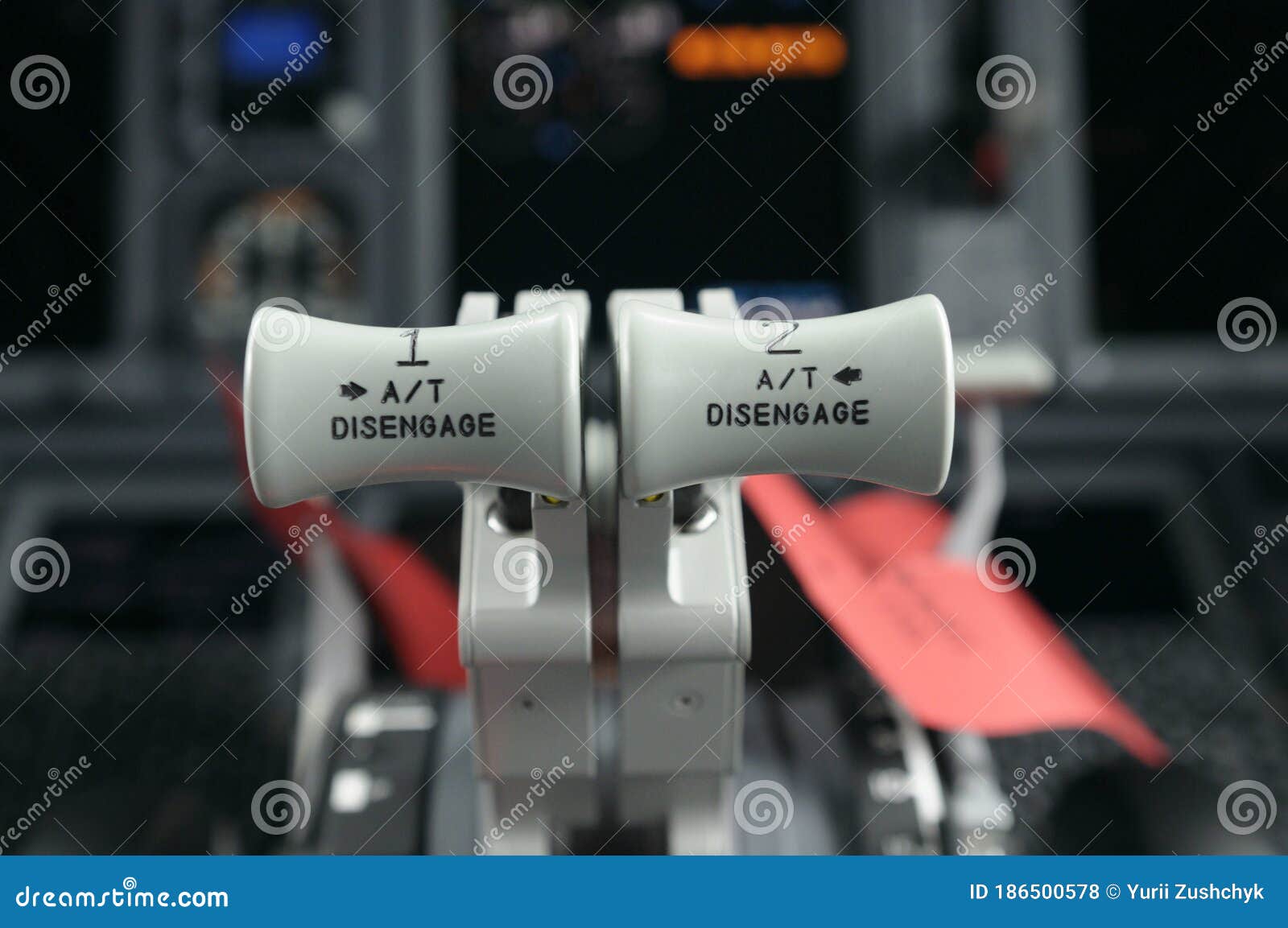 Close Up of Engine Power Control of an Aircraft Boeing 737 Stock Photo ...
