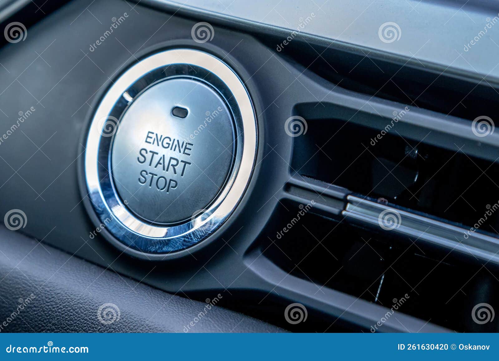 Engine Start Stop Button in Modern Car Close Stock Photo - Image of ...