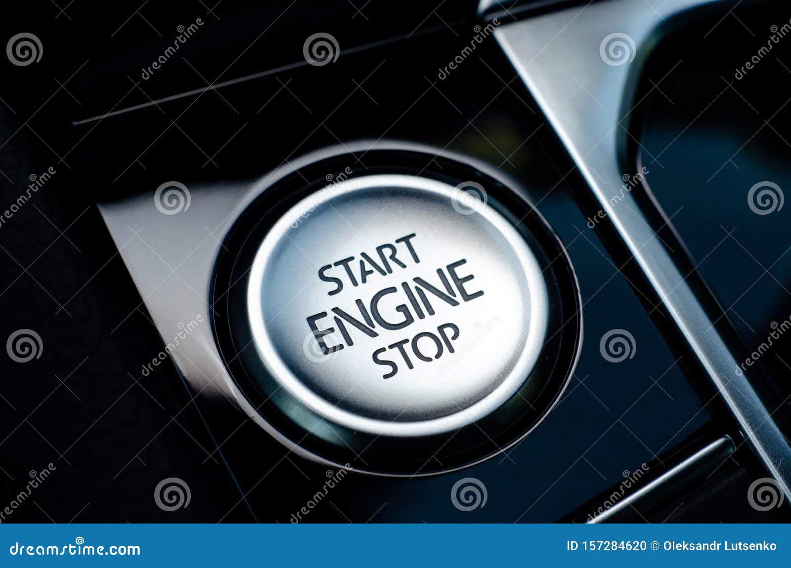 Close-up of Engine Start Stop Button Stock Photo - Image of auto ...