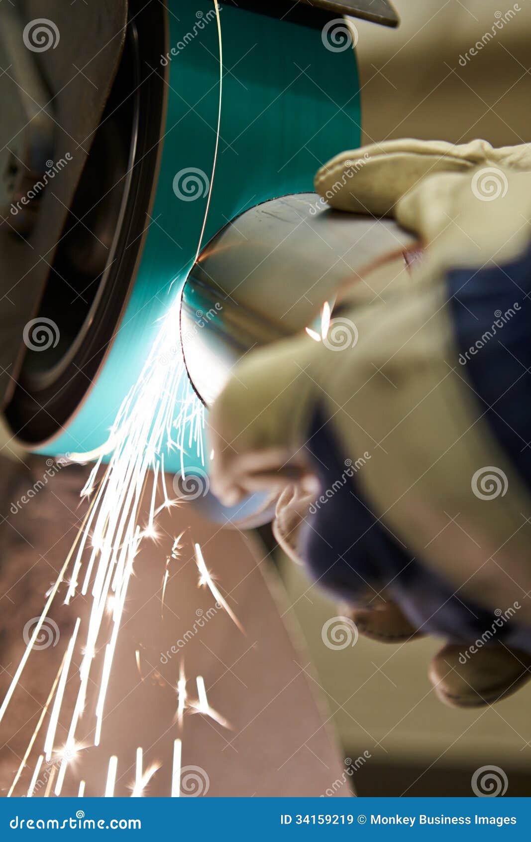Close Up of Engineer Using Grinding Machine in Factory Stock Image ...