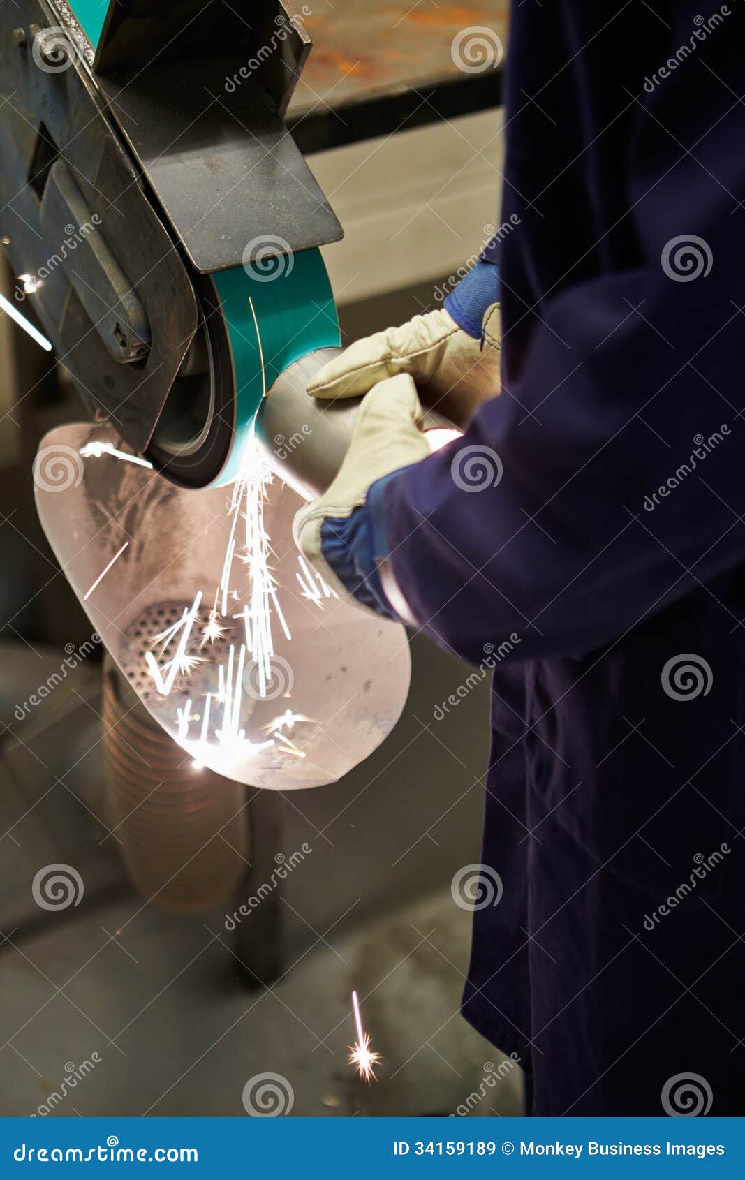 Close Up of Engineer Using Grinding Machine in Factory Stock Image ...