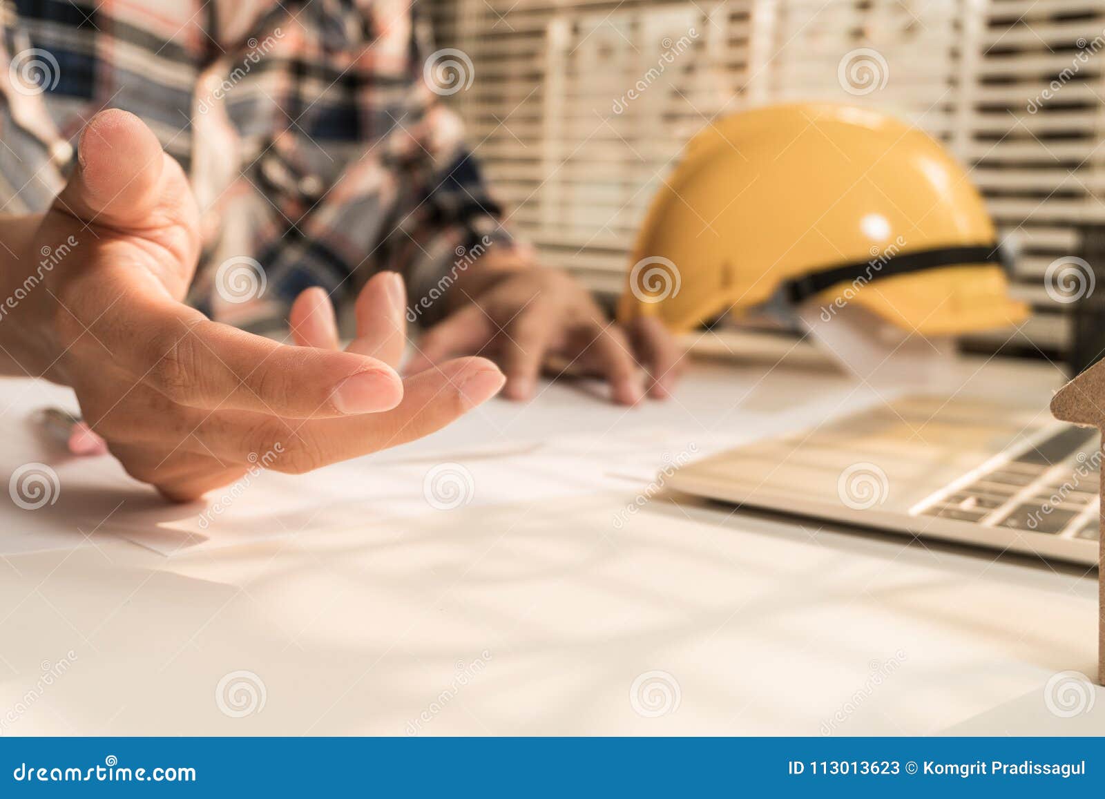 Close-up of Engineer Working and Plan Stock Image - Image of hand ...