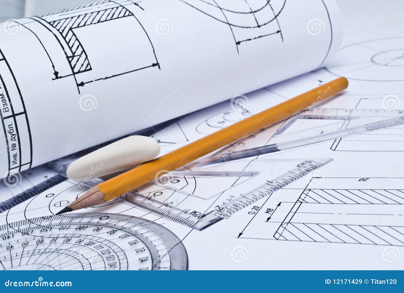 Close Up Of Engineering Drawing Stock Image - Image: 12171429