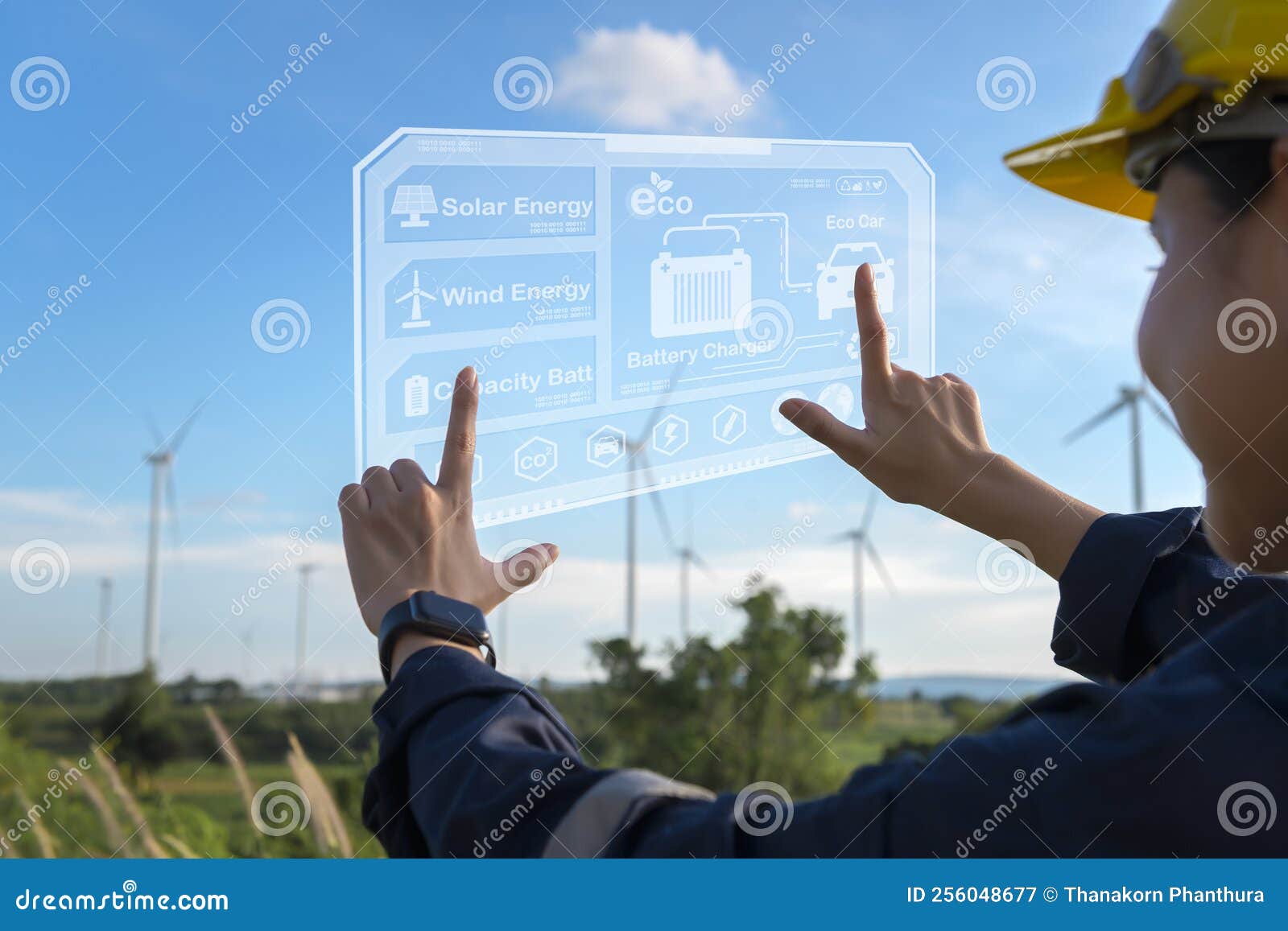 Close Up Engineering Woman Hand is Touching Virtual Reality Analytics ...