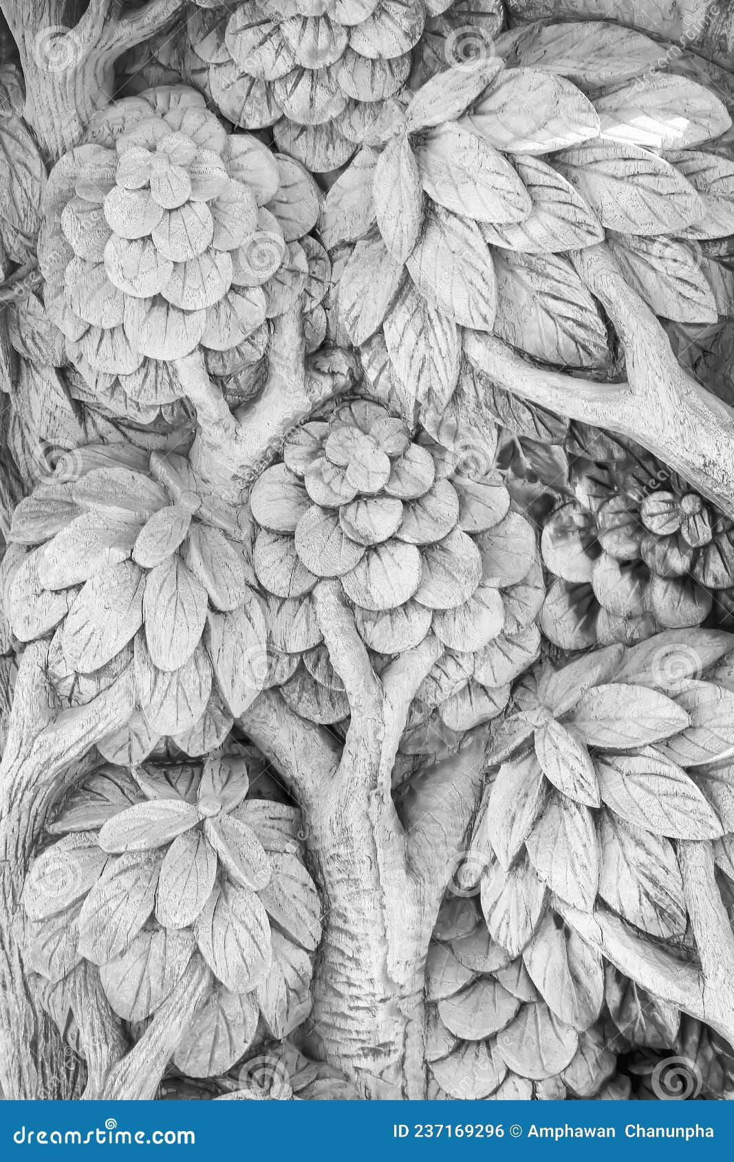 Engraving Tree Leaf Patterns for Wood Wall Handmade Texture on Grey ...