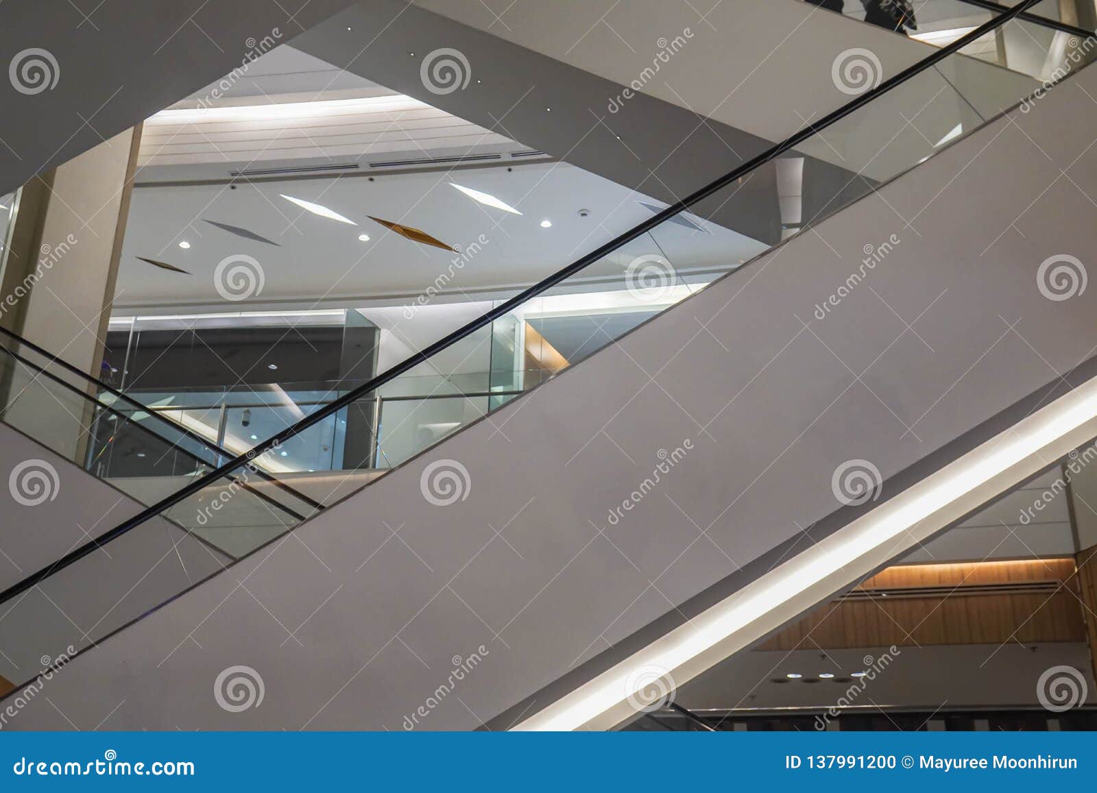 Escalator Going Up and Down in Department Store Stock Photo - Image of ...