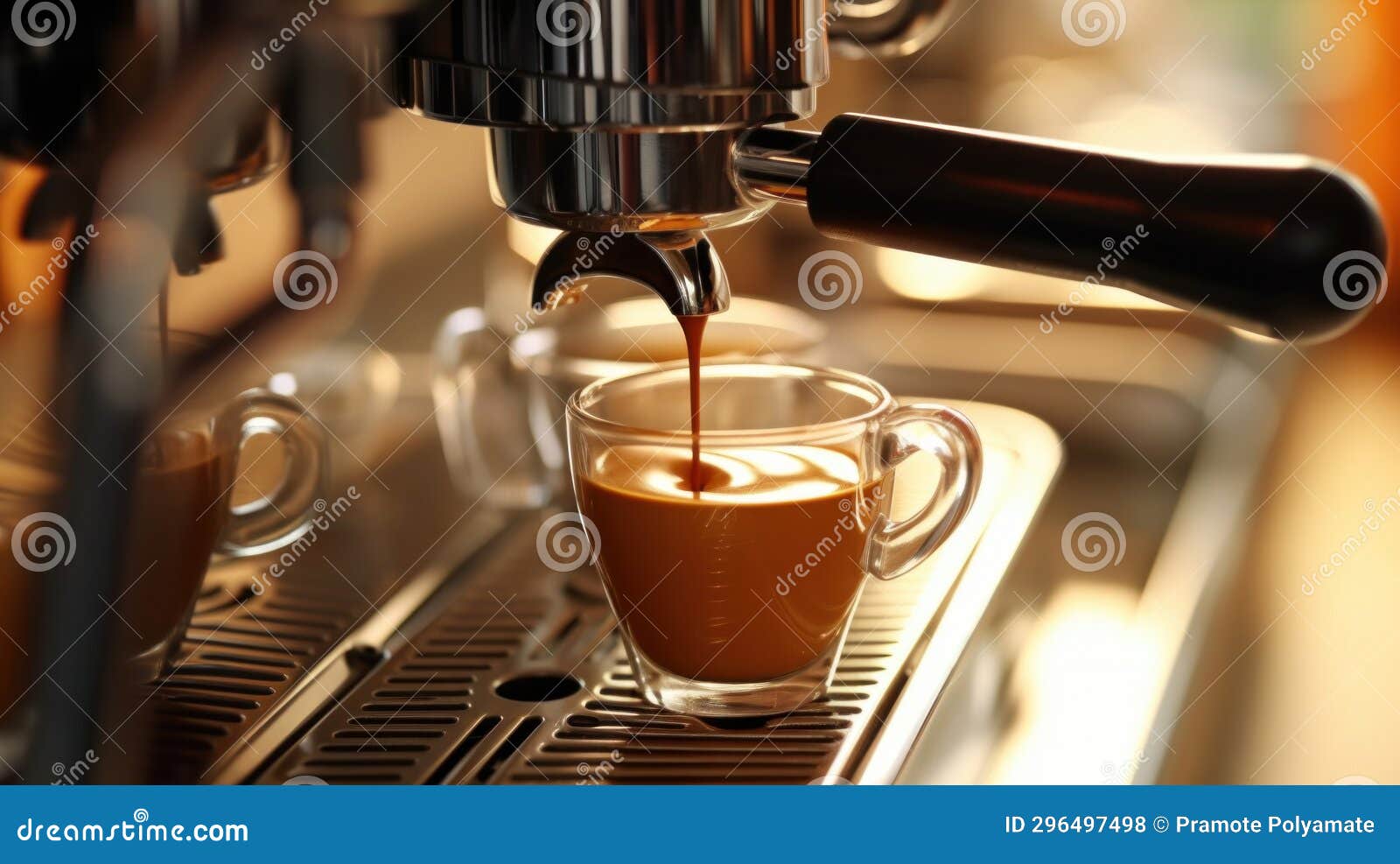Close Up of Espresso Coffee by Using Coffee Machine Stock Illustration ...