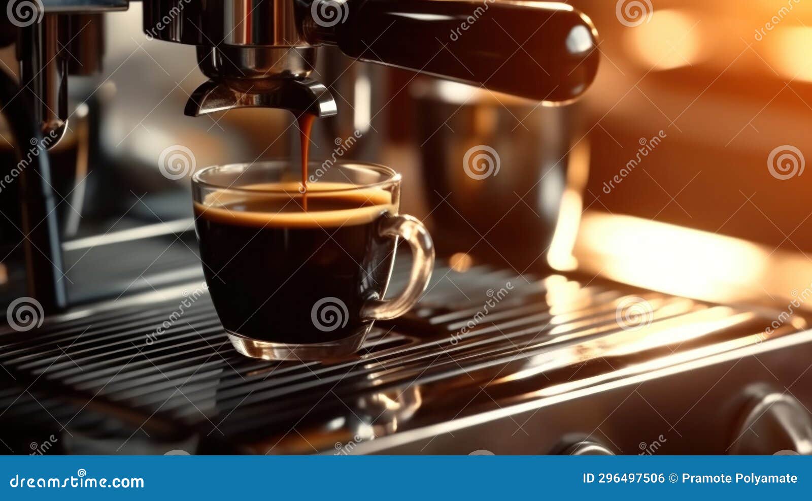 Close Up of Espresso Coffee by Using Coffee Machine Stock Photo - Image ...