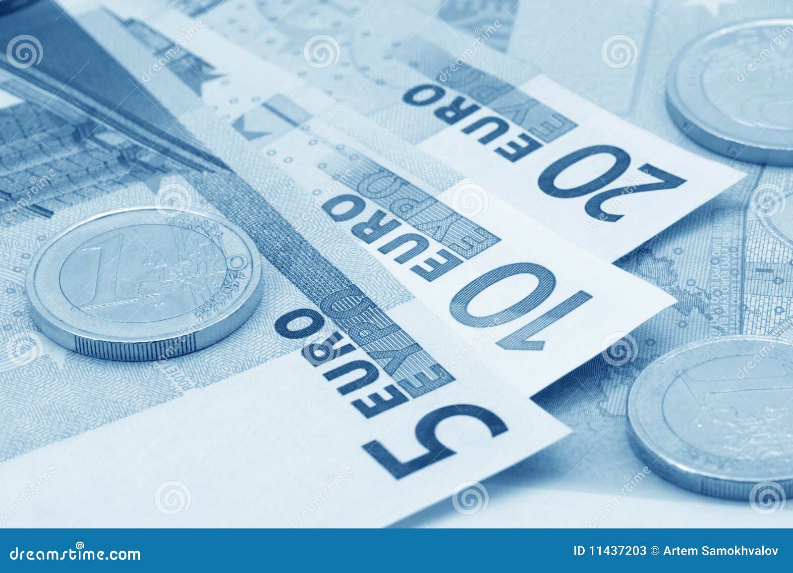 Close Up of Euros (blue Toned) Stock Image - Image of twenty, toned ...