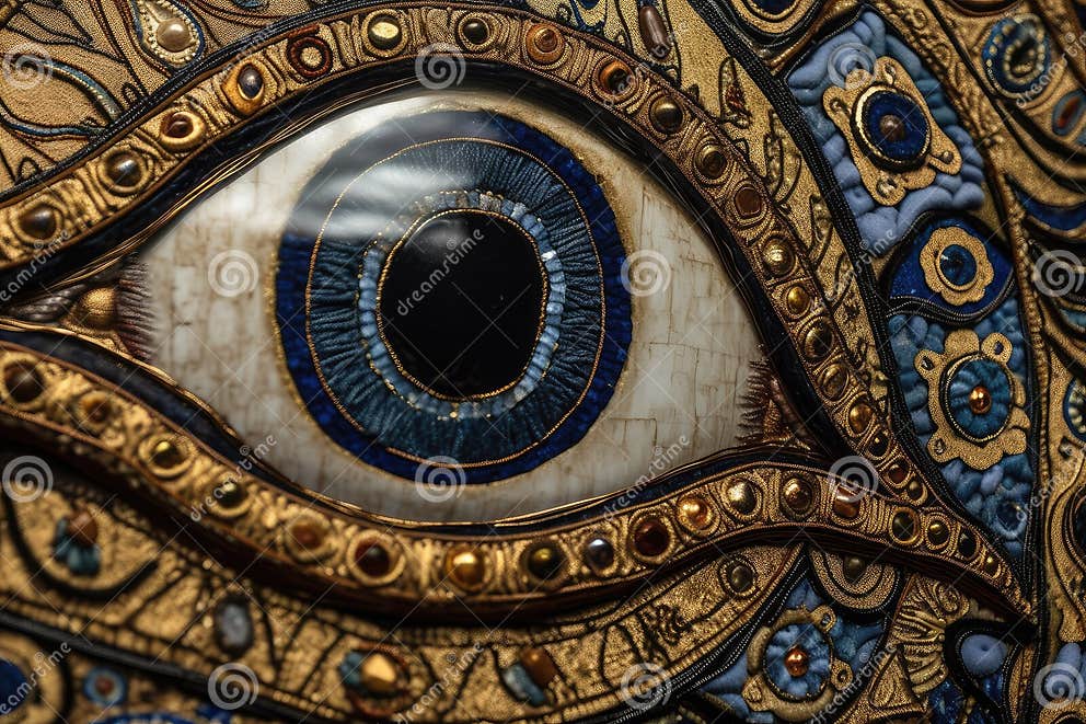 Close-up of Evil Eye, with Intricate Patterns and Details Visible Stock ...