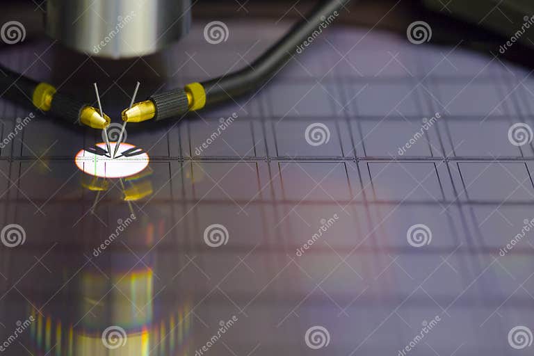 Close Up of Examining a Sample of Microchip Transistor with Probe ...