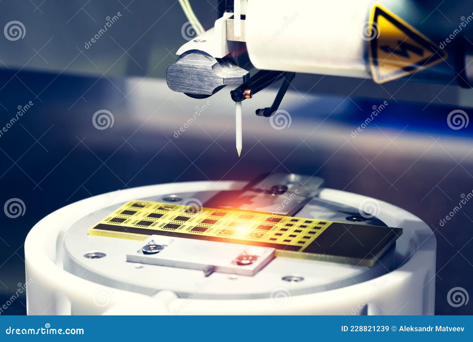 Close Up of Examining of Test Sample of Microchip Transistor Under the ...