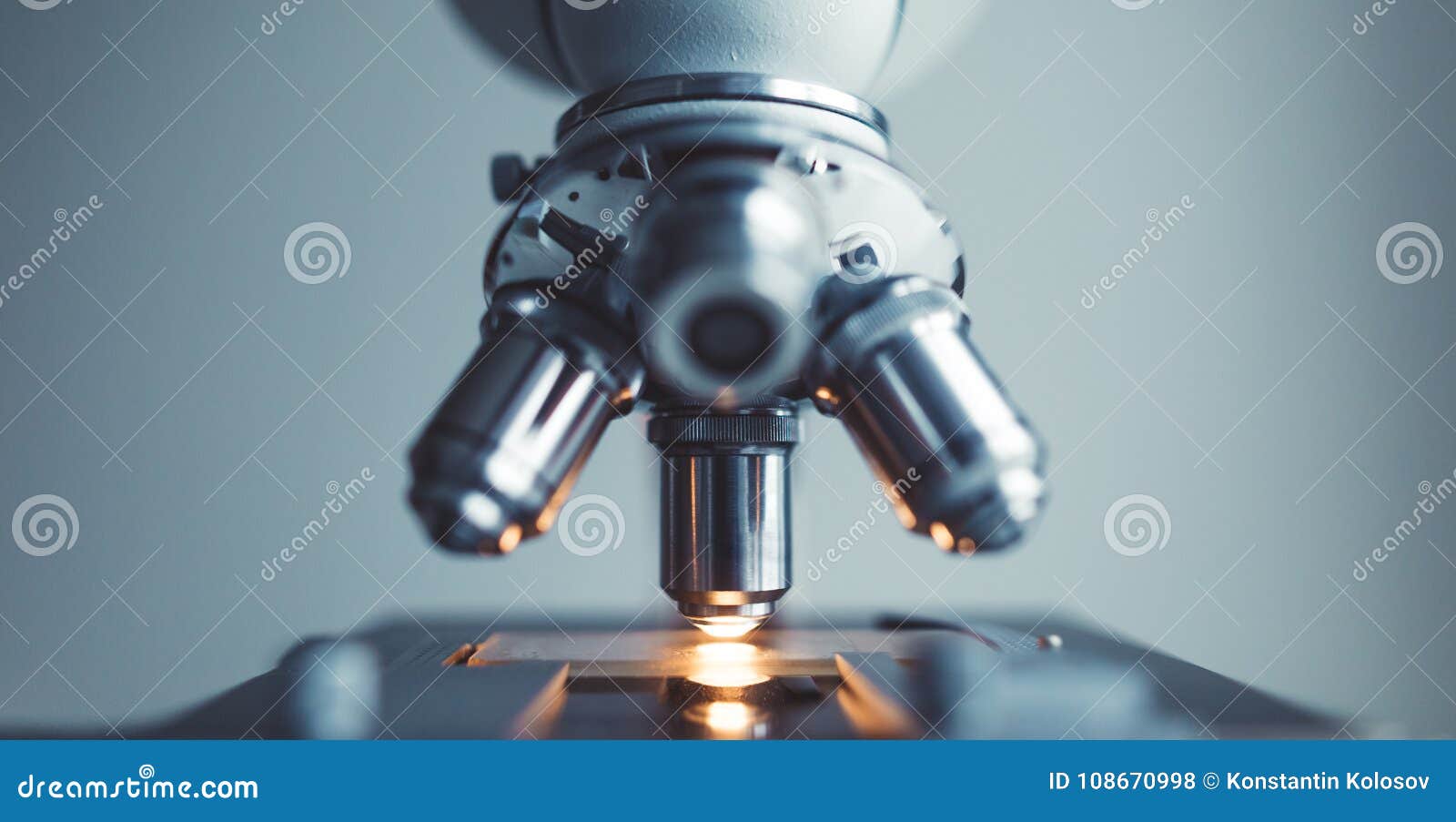 Close Up of Examining of Test Sample Under the Microscope Stock Photo ...