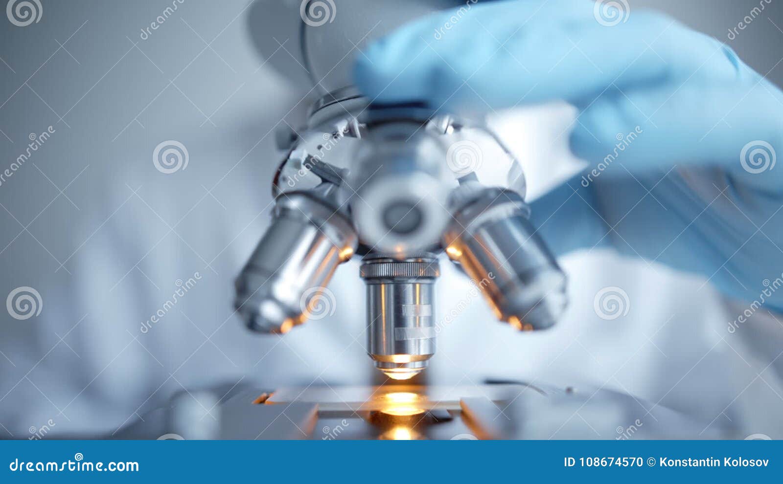 Close Up of Examining of Test Sample Under the Microscope Stock Footage ...