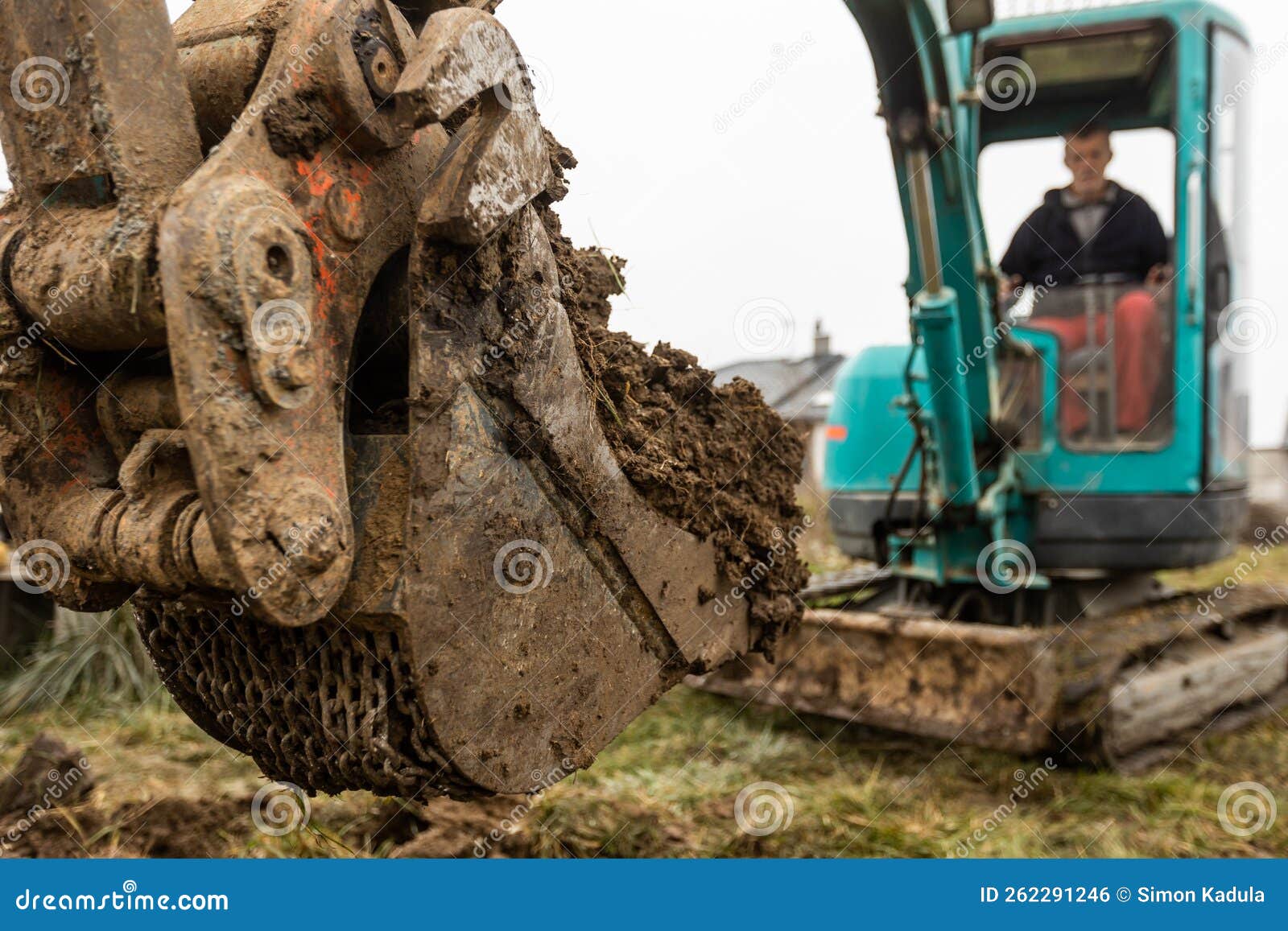 Close Up of Excavator or Digger Digging Some Soil or Clay, Industrial ...