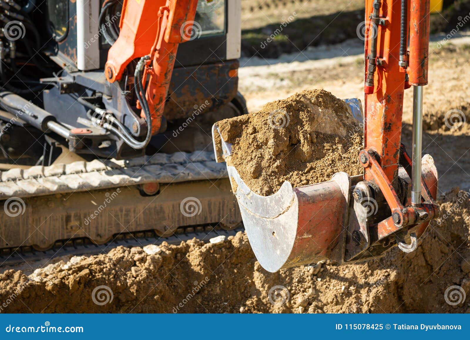 Close-up of Excavator Working on Construction Site Stock Image - Image ...