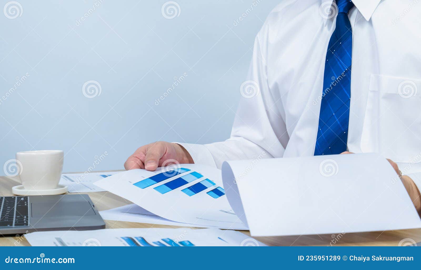 Close Up Executive Work with Document Graph on Working Desk Stock Image ...