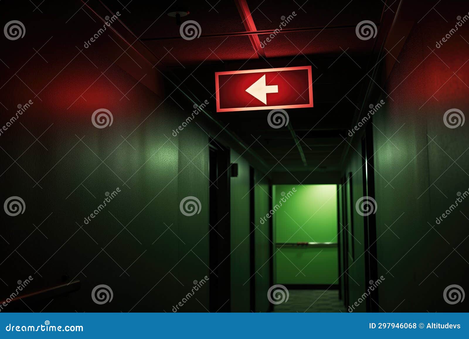 Close-up of an Exit Sign in a Dark Hallway Stock Photo - Image of sign ...