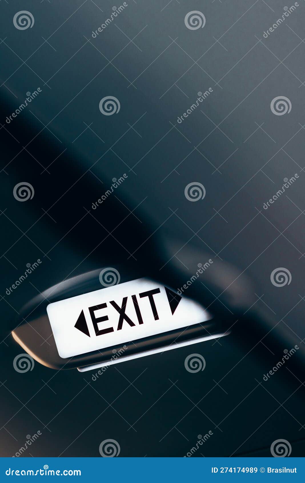 Close Up Of Exit Sign In Passenger Airplane. Stock Image ...