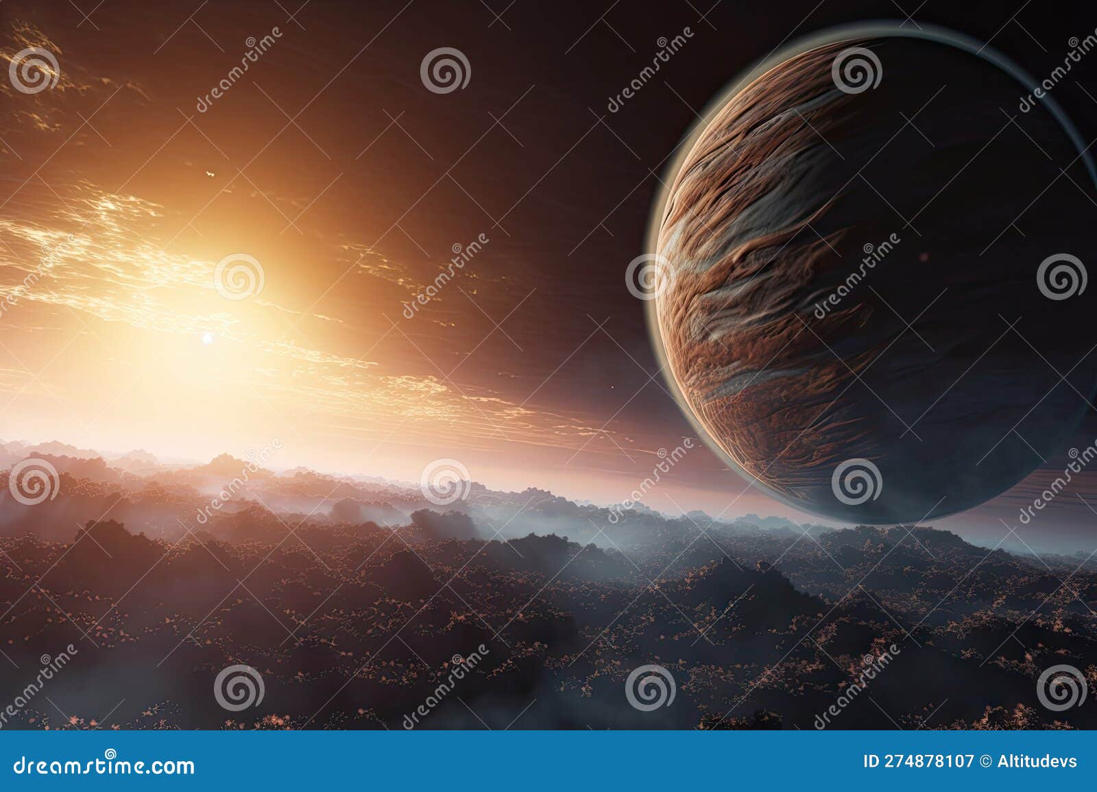 Close-up of Exoplanet, with Its Clouds and Surface Visible Stock ...