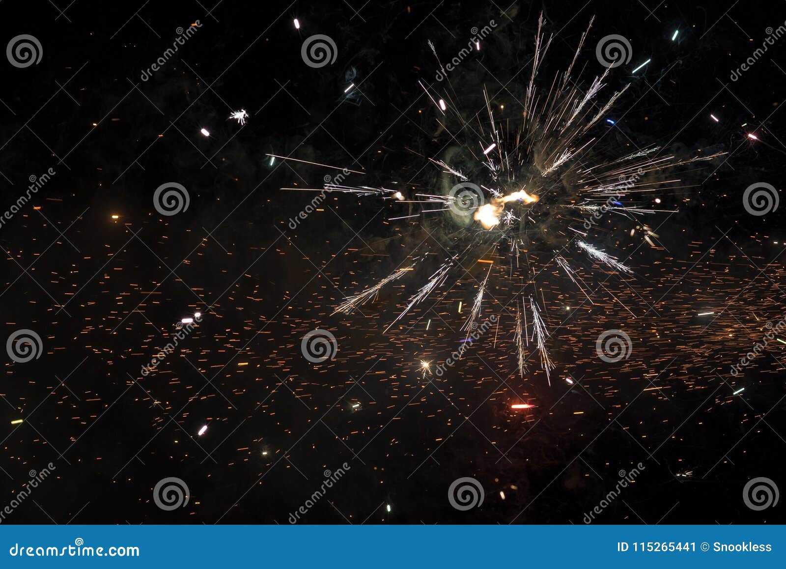 Exploding Fireworks Against A Night Sky Royalty-Free Stock Photography ...